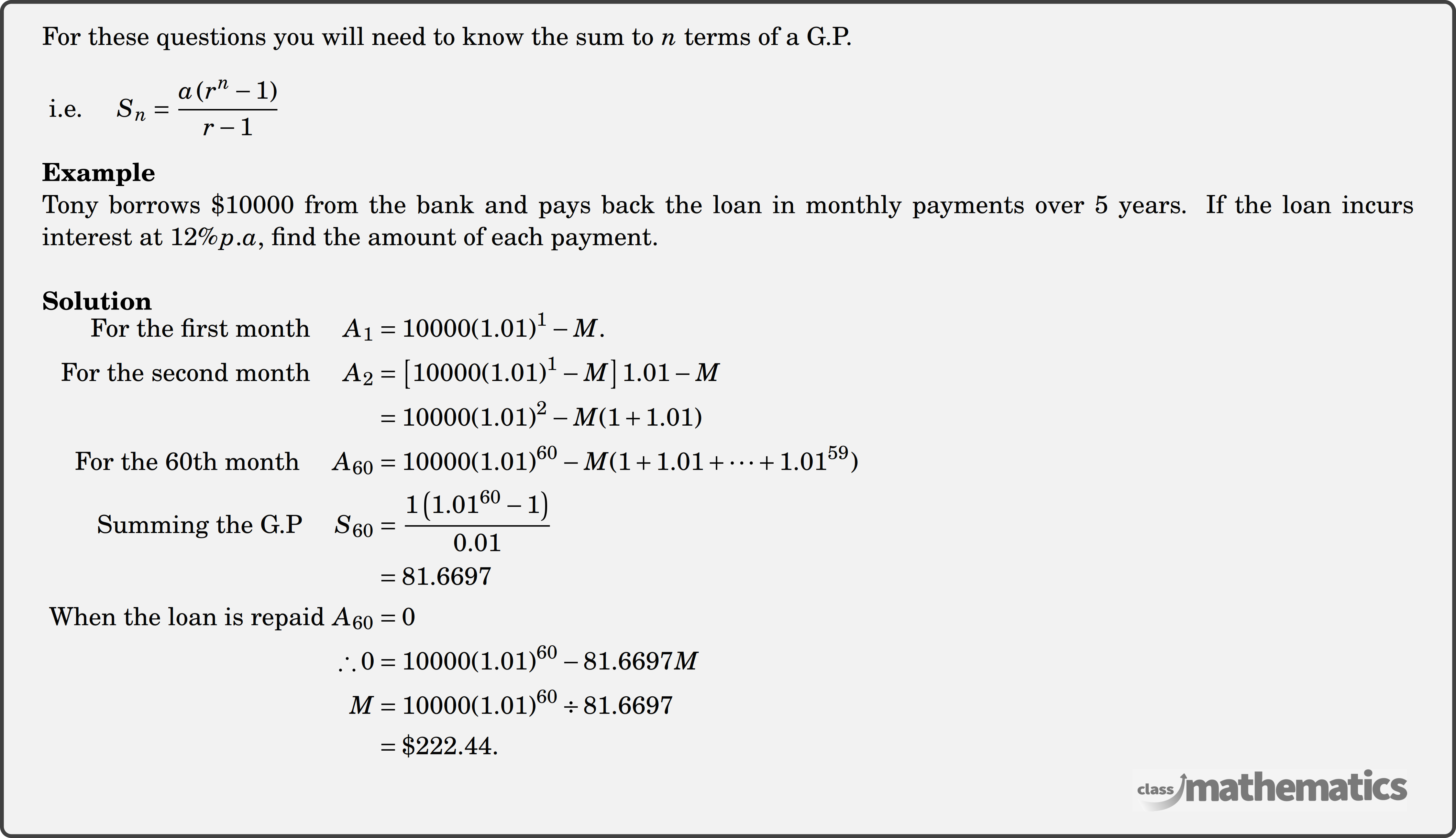 Loan Repayments - Maths Advanced - Year 12 - NSW