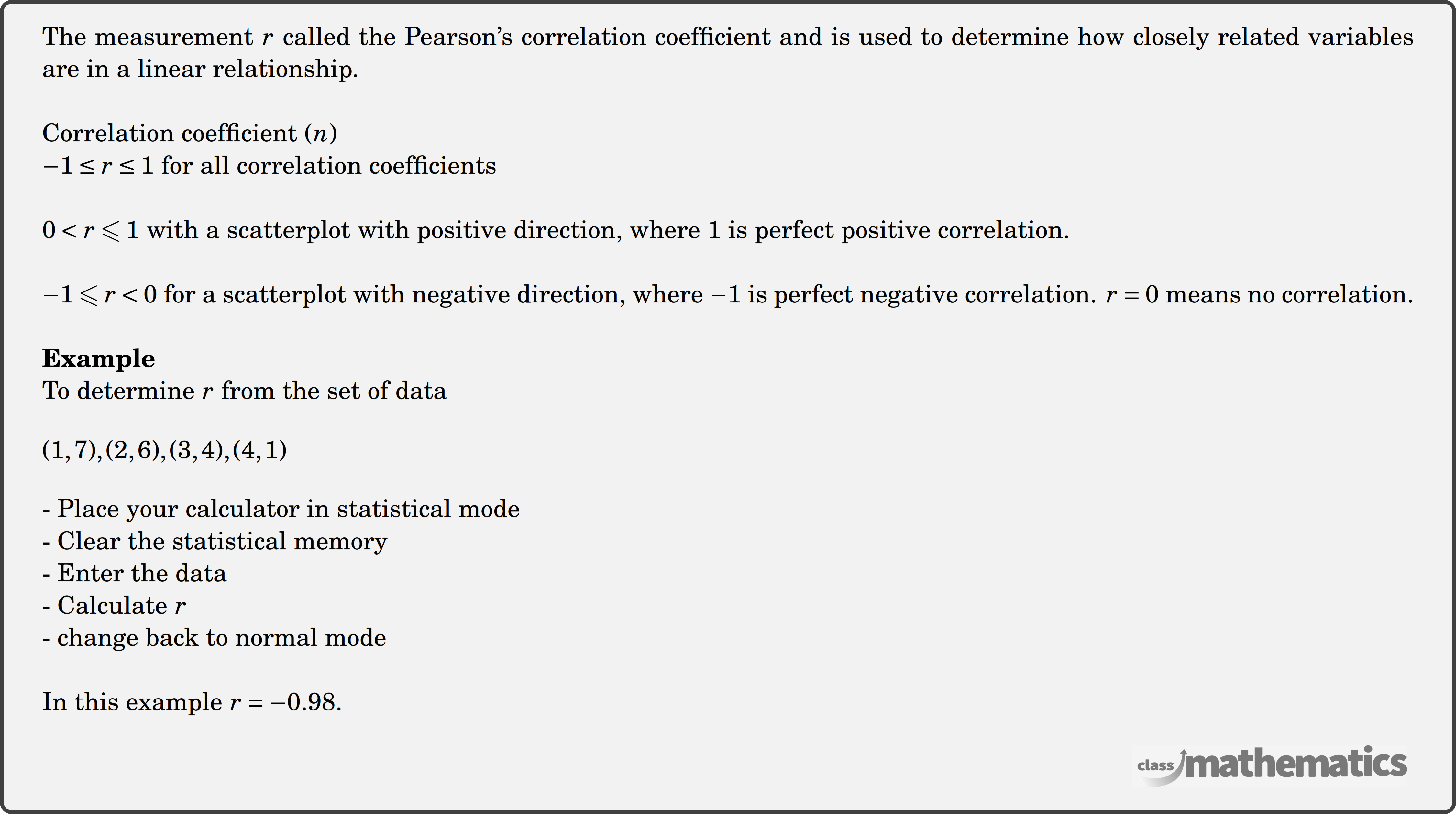 Correlation Coefficient - Maths Advanced - Year 12 - NSW