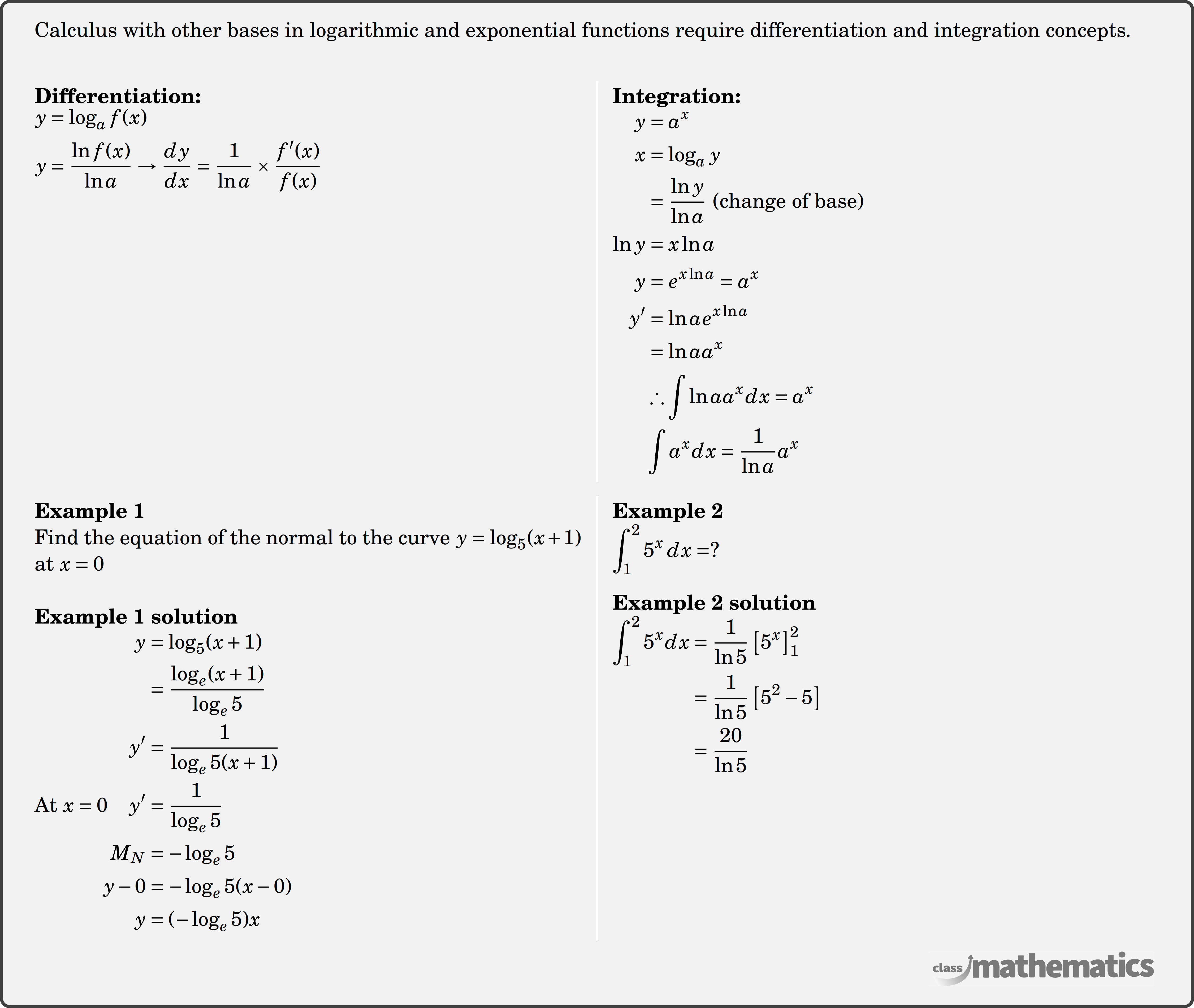 Calculus with other Bases - Maths Advanced - Year 12 - NSW