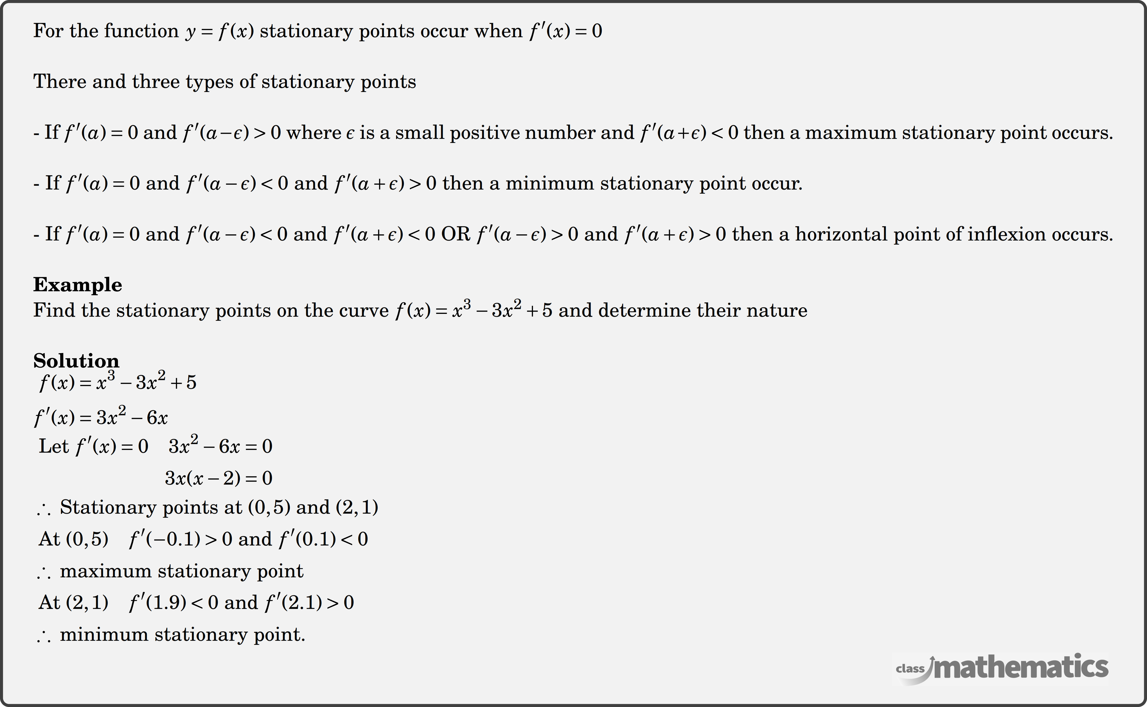 Stationary and Turning Points - Maths Advanced - Year 12 - NSW