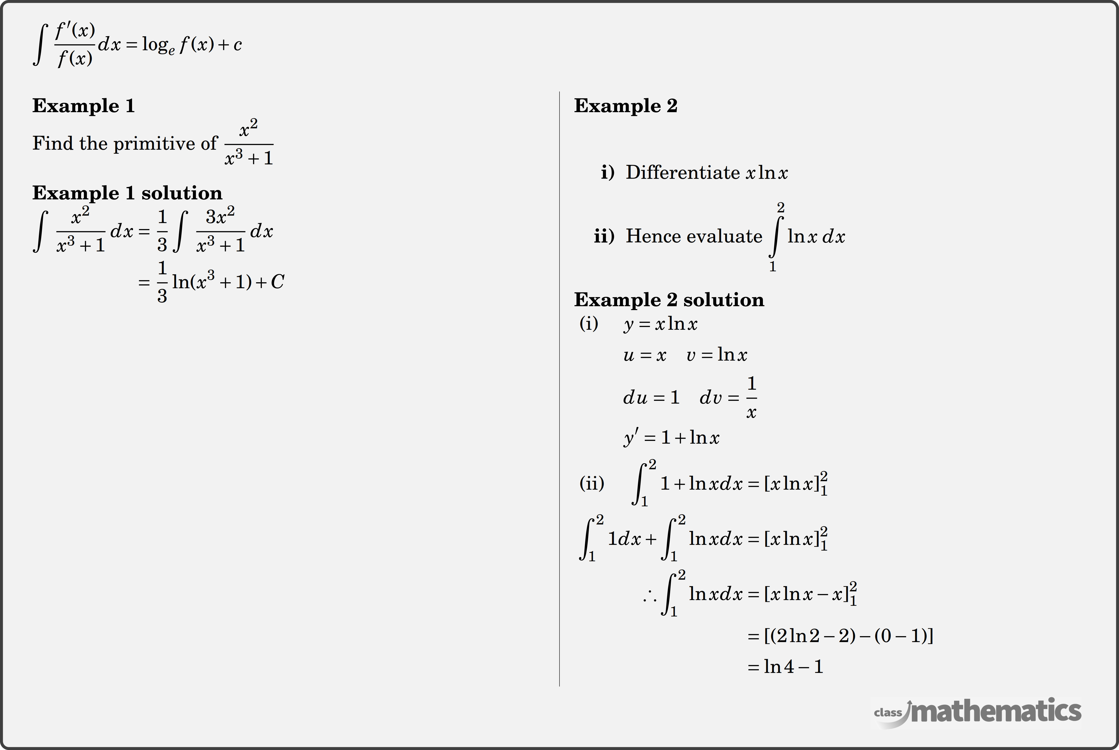 Integration of Reciprocal Function - Maths Advanced - Year 12 - NSW