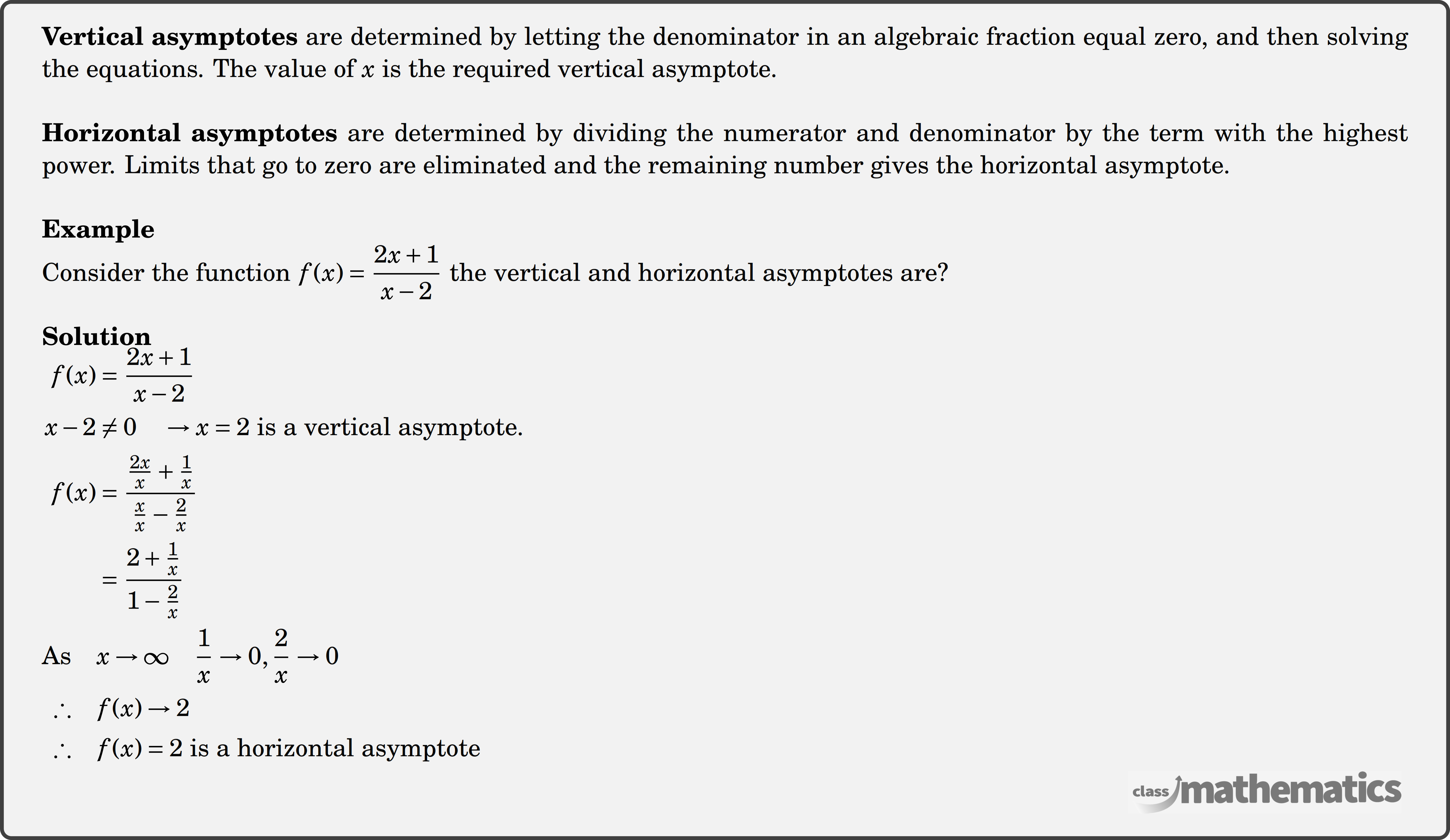 Vertical and Horizontal Asymptotes - Maths Advanced - Year 12 - NSW