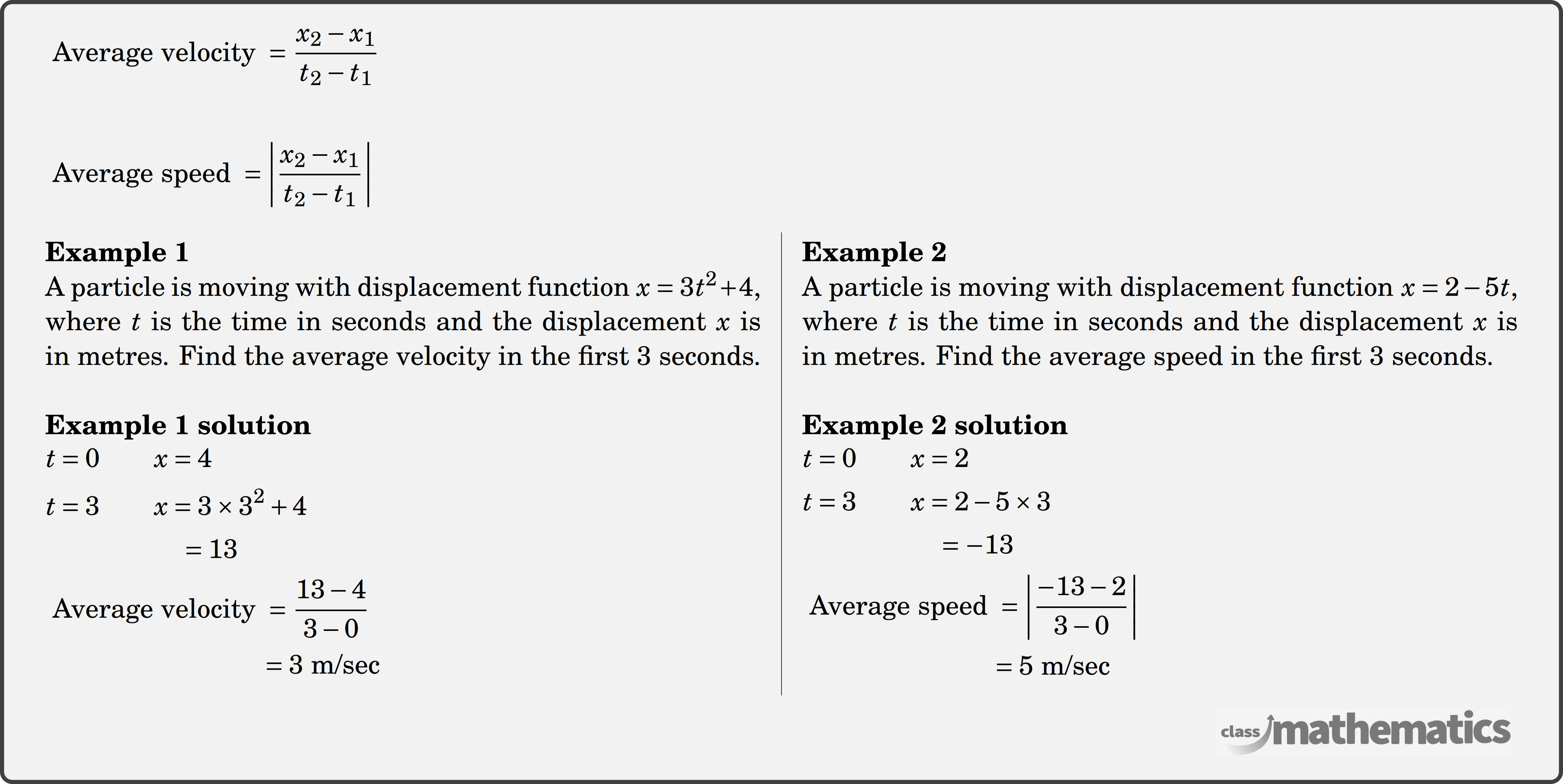 Average Velocity and Speed - Maths Advanced - Year 12 - NSW
