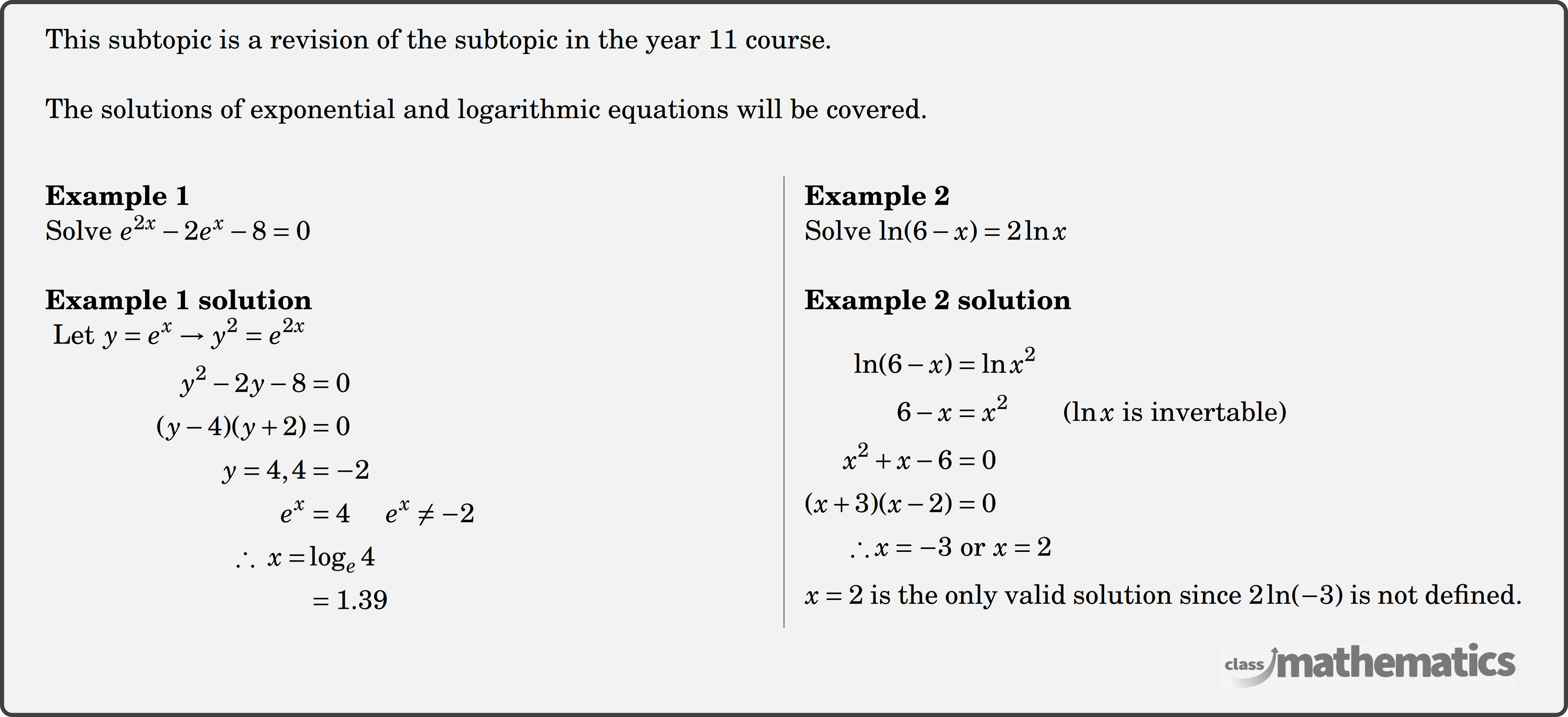 Log Functions - Maths Advanced - Year 12 - NSW