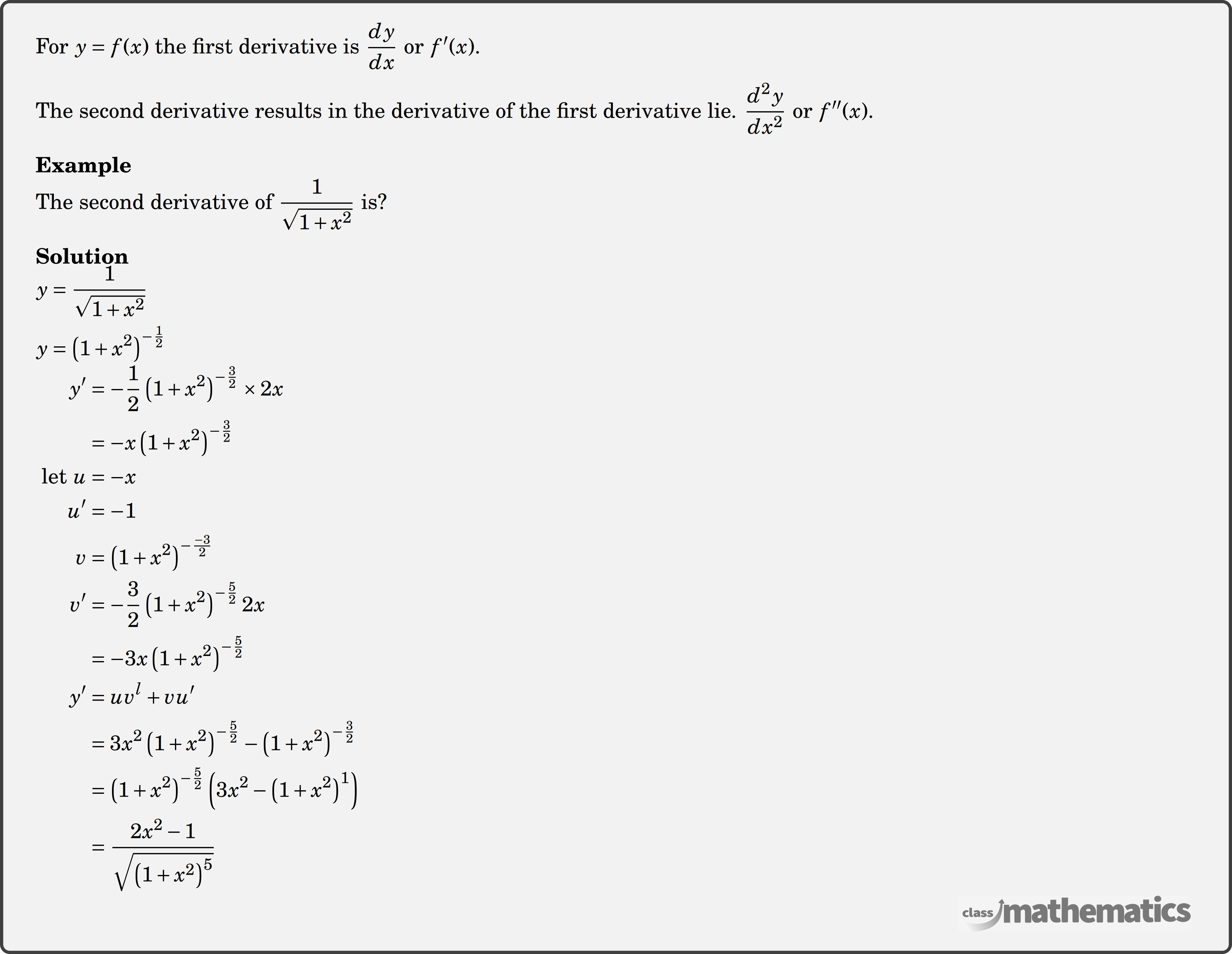 Second Derivatives - Maths Advanced - Year 12 - NSW